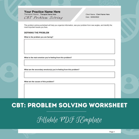 CBT: Problem Solving Worksheet Editable / Fillable PDF for - Etsy