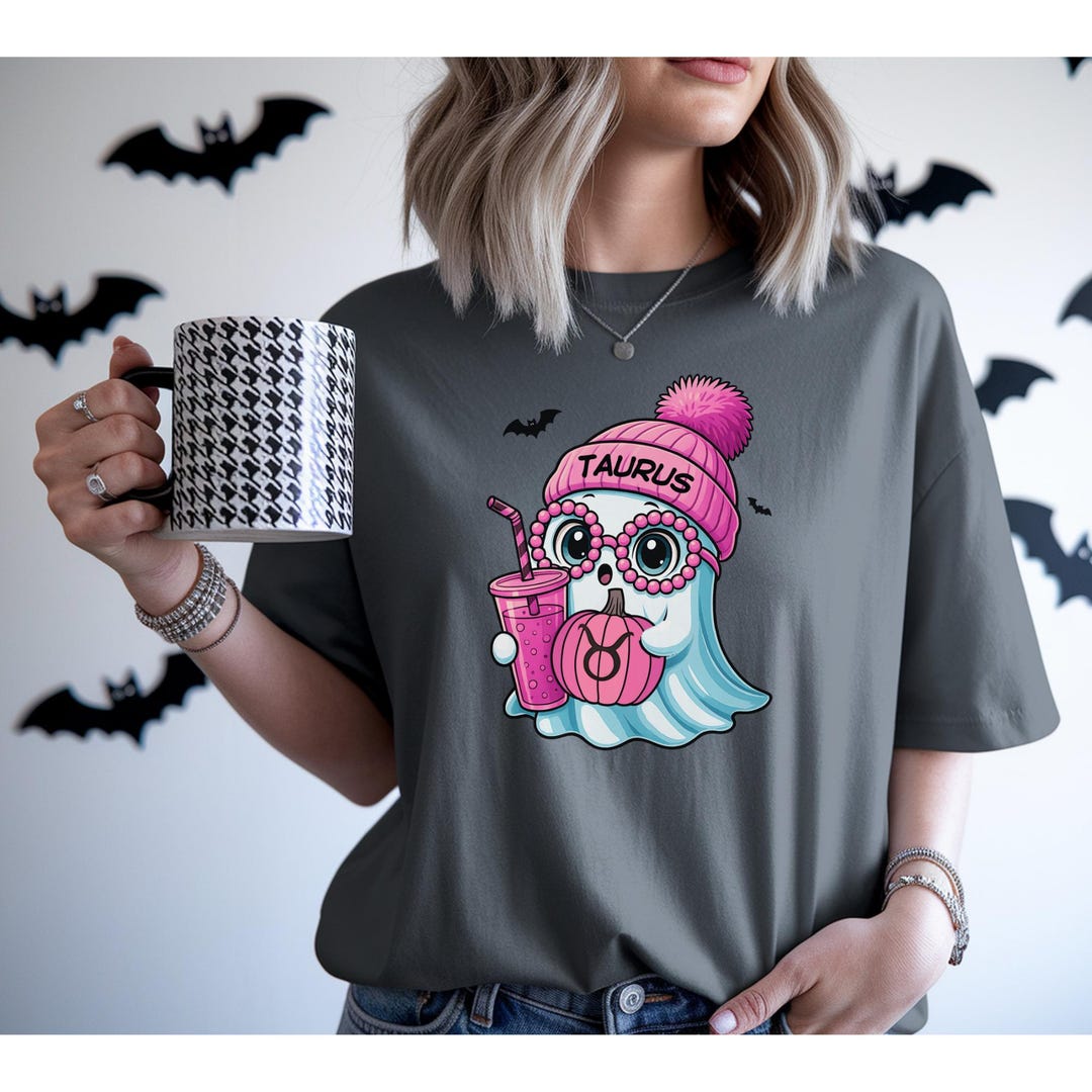 Pink Halloween Ghost Shirt, Taurus Shirt, Personalized Spooky Season ...