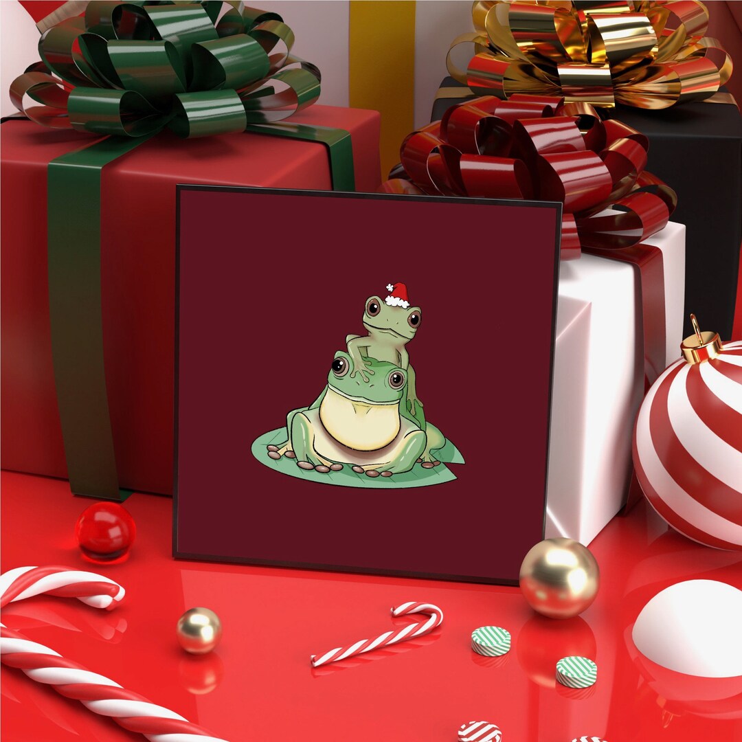 Christmas Frog/amphibian in Santa Hat Fine Art Print of Original ...