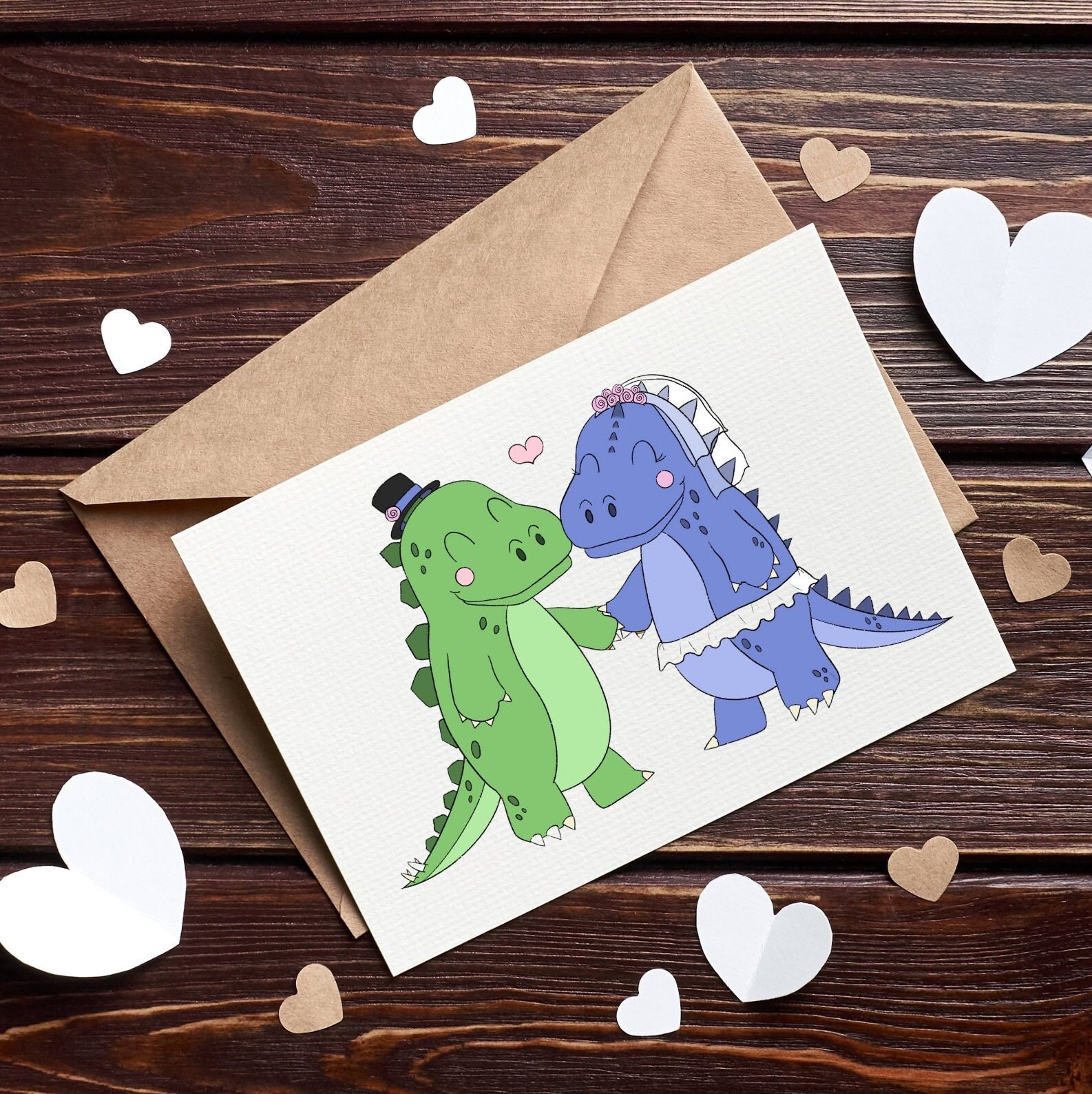 Just Married Dinosaur Couple Blank Valentine's Day/anniversary/wedding ...