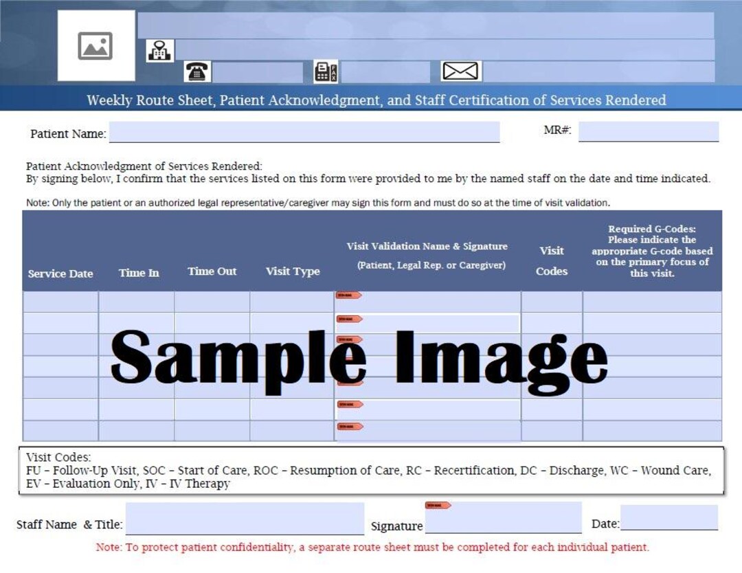 Customizable Route Sheet PDF | Home Health & Hospice Nursing Form - Etsy