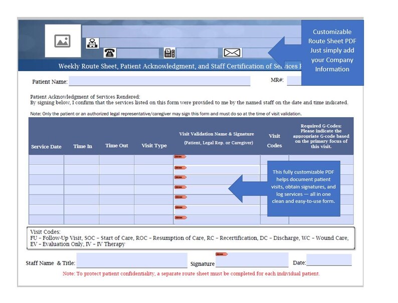 Customizable Route Sheet PDF | Home Health & Hospice Nursing Form - Etsy