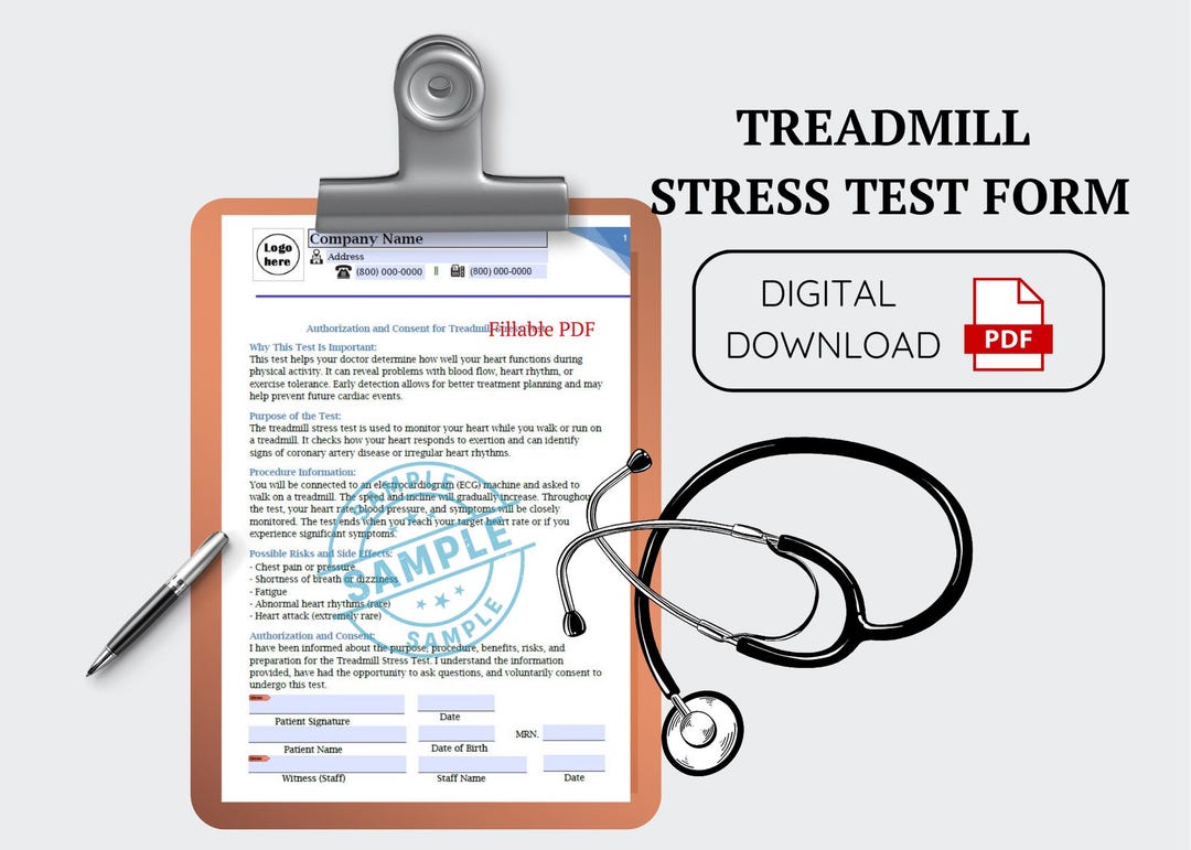 Bilingual Treadmill Stress Test Consent & Prep Forms | English ...