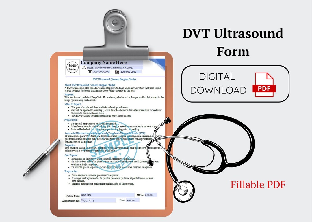 Bilingual DVT Ultrasound Info and Appointment Form | 1-page PDF ...
