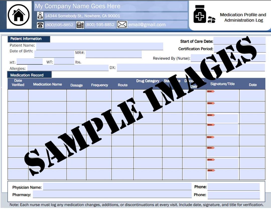 Medication Profile Log PDF | Printable & Fillable Medication Chart for ...