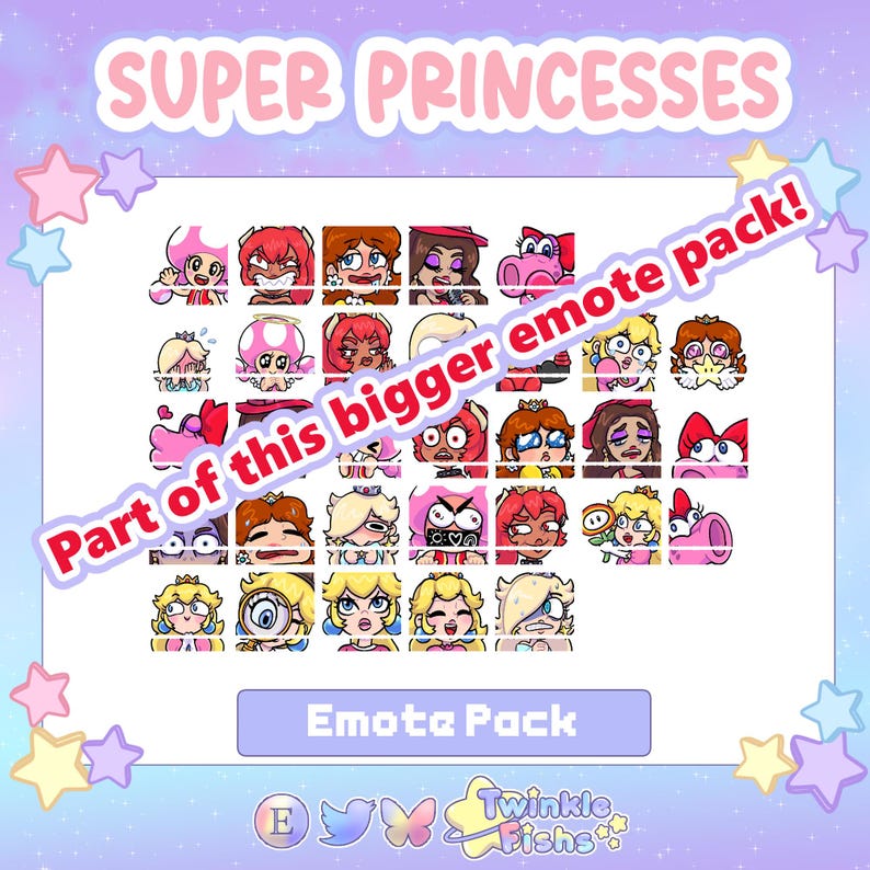 Super Princesses Birdo 4 Emote Pack Twitch Discord Premade Cute Mario ...
