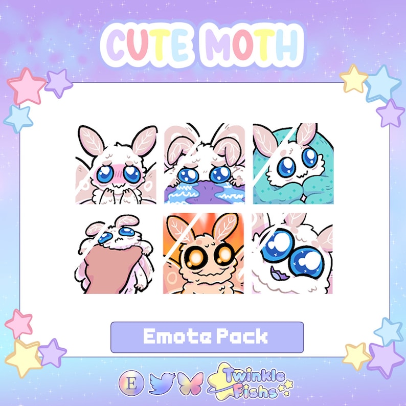 Cute Moth Pack 6 Emotes Twitch Discord Premade Cute Insects Cartoon - Etsy