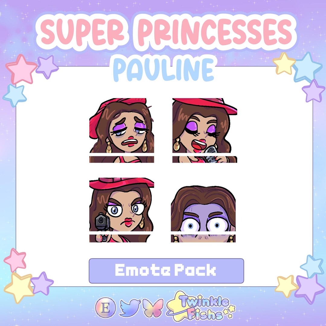 Super Princesses Pauline 4 Emote Pack Twitch Discord Premade Cute Mario ...