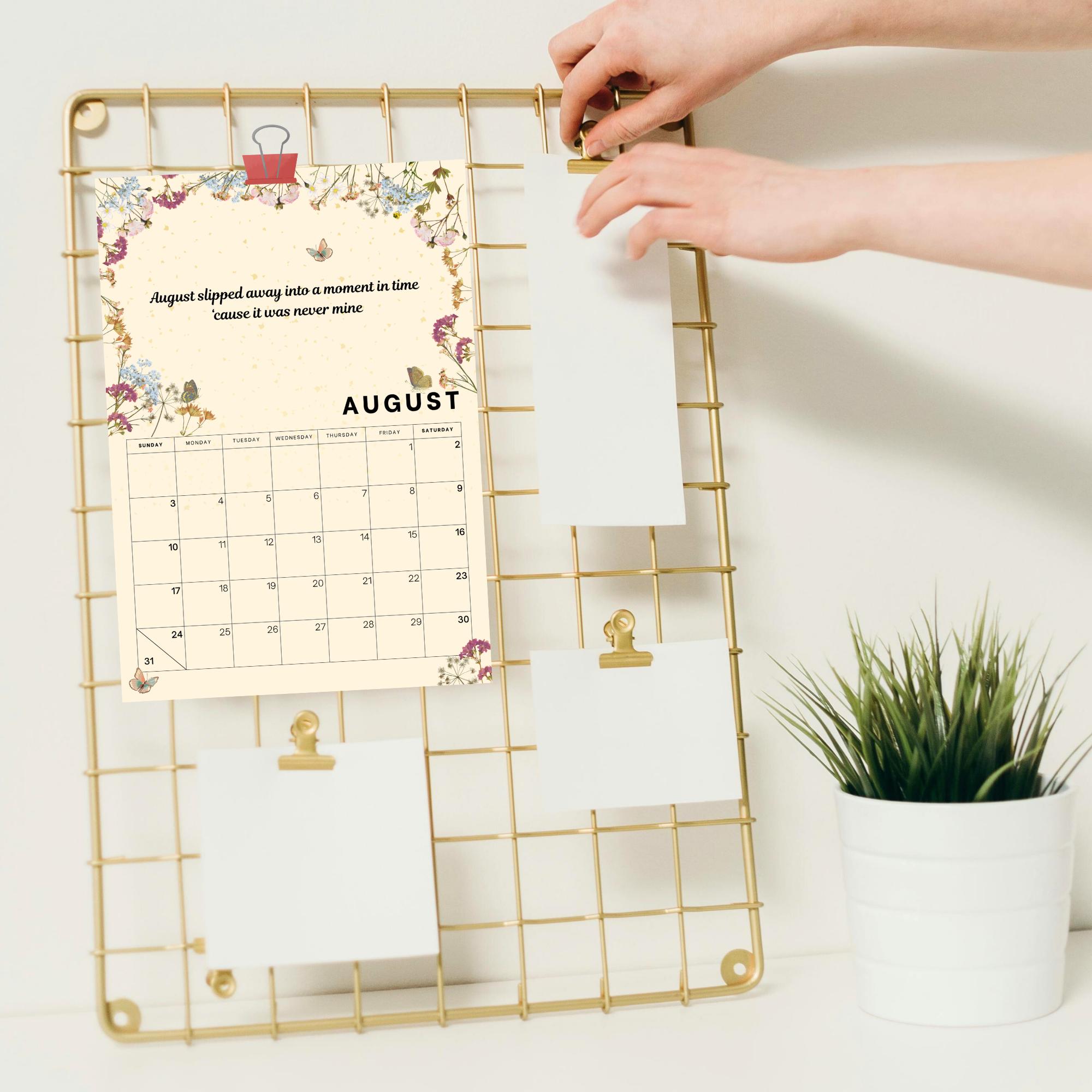 2025 Printable Swiftie Calendar Taylor Inspired Eras A4 PDF Merch ...