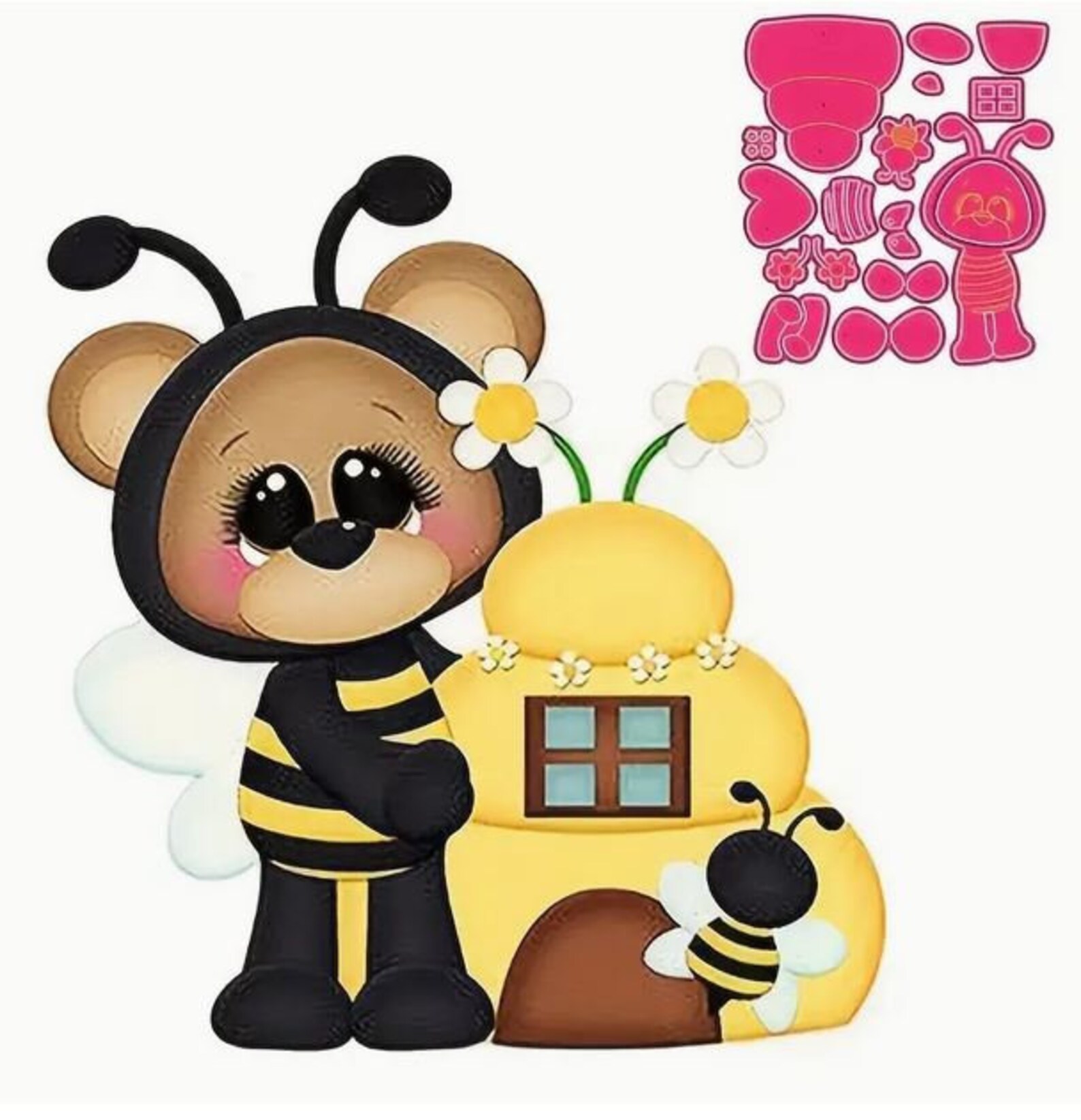 Bee Bear With Beehive House Metal Cutting Die, Bee Dies, Bear Cutting ...