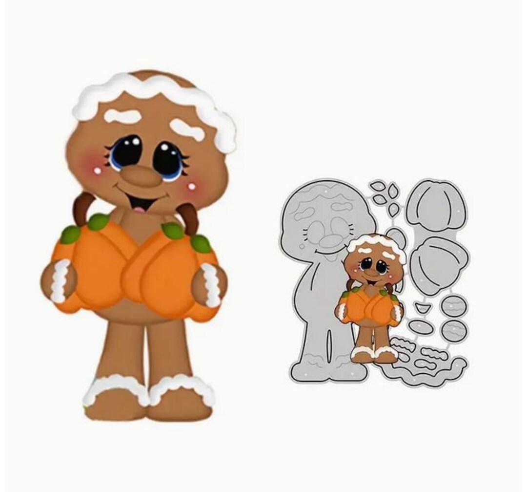 Fall / Halloween Gingerbread Man Holding 2 Pumpkins Metal Die - Etsy