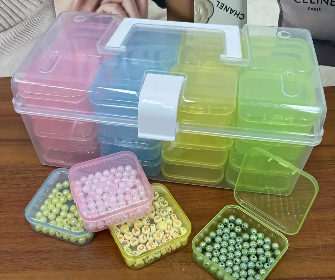 32 Piece Bead Plastic Storage Case Box Crafts Beads Diamond Art Clay ...