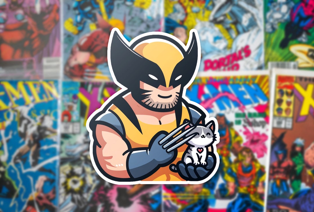 Cute X Men Wolverine Sticker | X Men | Marvel | Cat Lover Gift | X Men ...