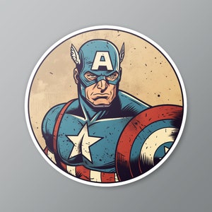 Captain America Sticker | Marvel | Comic Book Hero | Super Hero Sticker ...