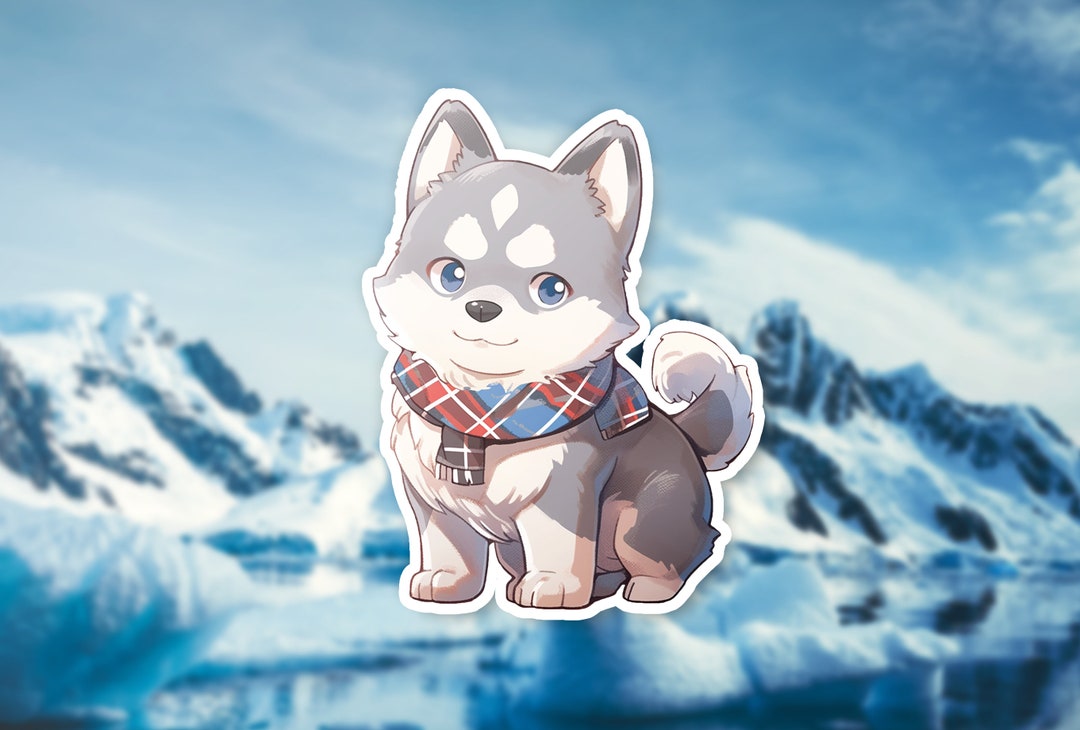Cute Siberian Husky Sticker | Chibi Husky Scrapbook Sticker | Husky Pet ...