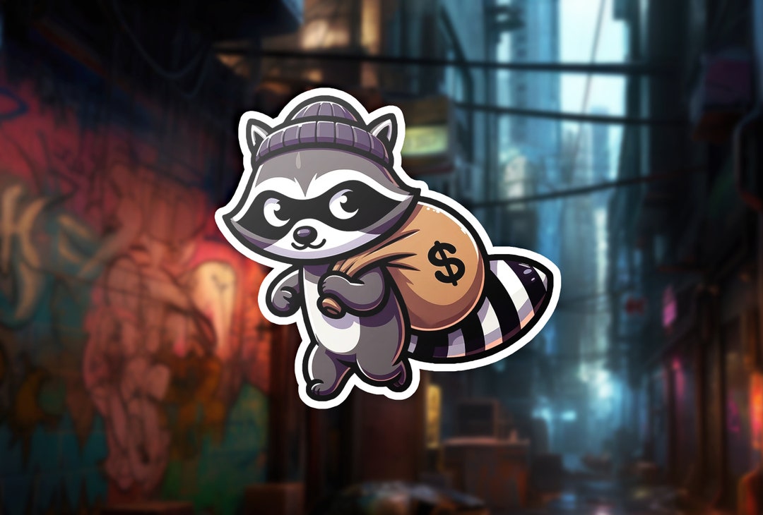 Cute Raccoon Burglar Sticker | Animal Raccoon Scrapbook Sticker ...
