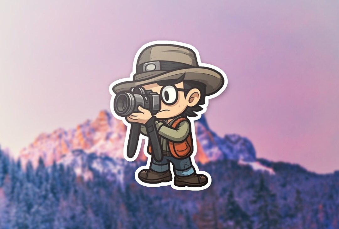 Cartoon Photographer Sticker | Cartoon Outdoor Photographer | Funny ...