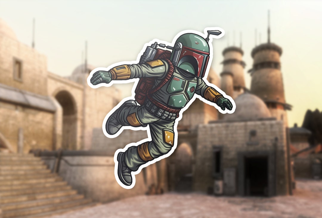 Boba Fett Vinyl Sticker: Flying Bounty Hunter, Star Wars Fandom - Etsy