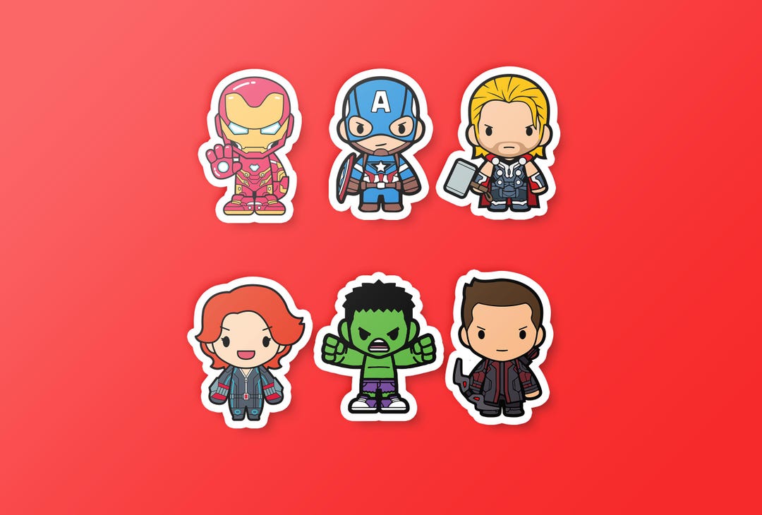 Avengers Chibi Sticker Pack | Superhero Vinyl Stickers - Etsy
