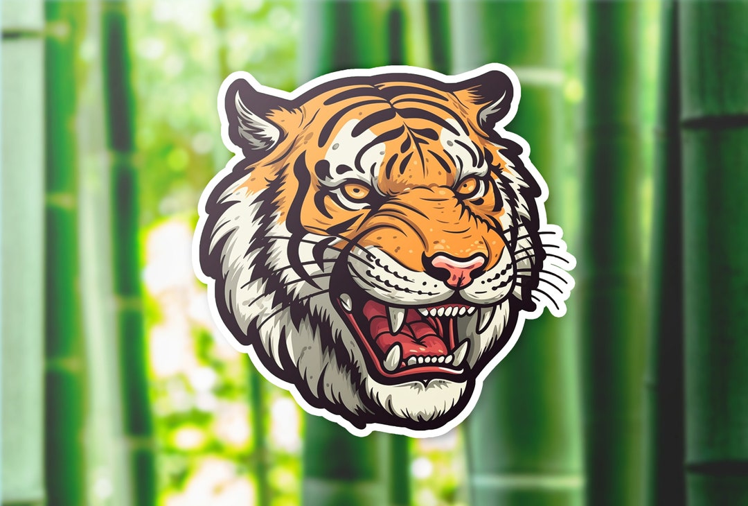 Tiger Vinyl Sticker | Jungle Animal Sticker | Safari Themed Party Favor ...