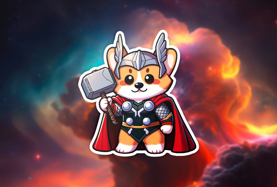 Cute Corgi Thor Sticker | Marvel Planner Sticker Marvel Avenger | Sci ...