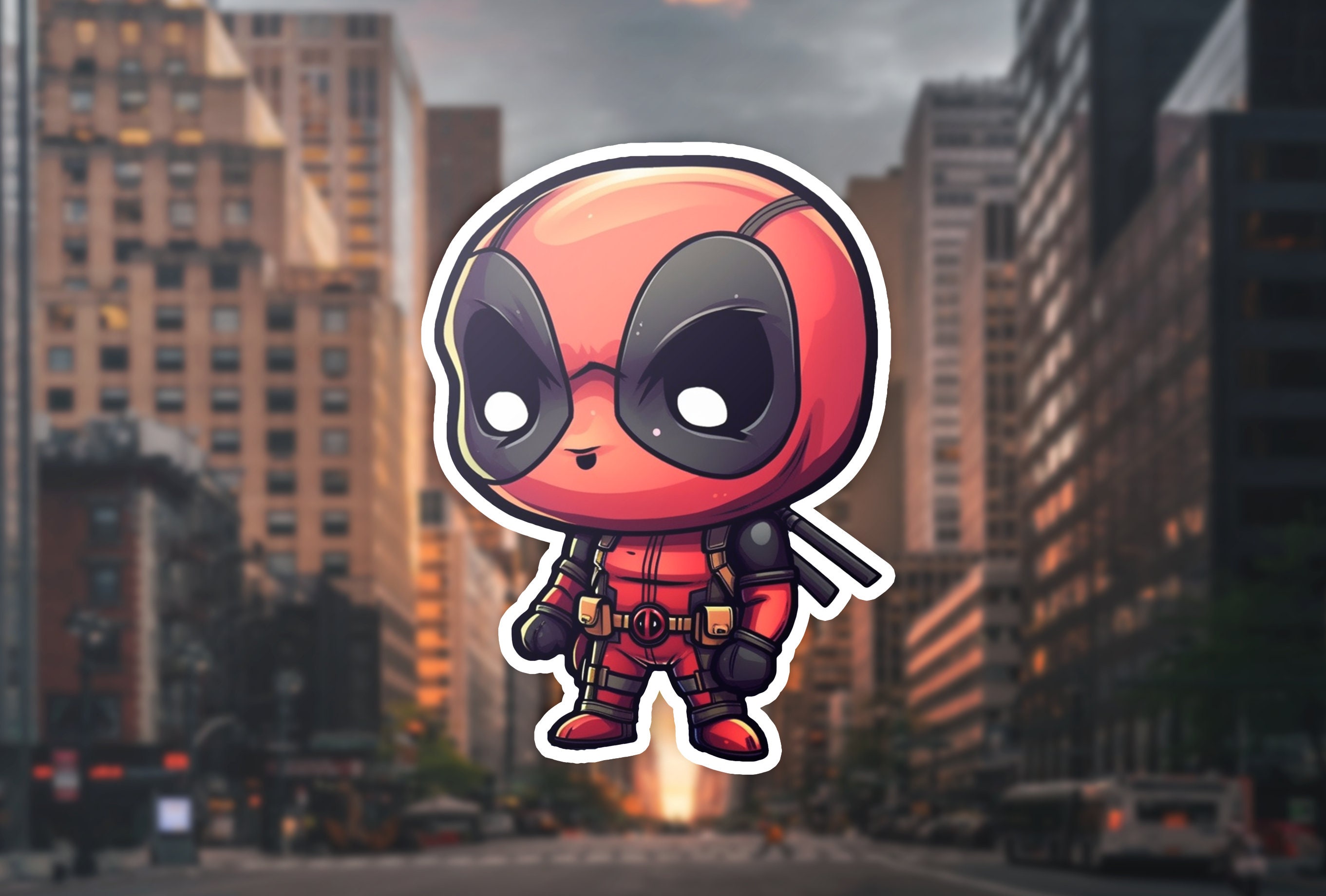Cute Chibi Deadpool Sticker Marvel Chibi Superhero Decal - Etsy