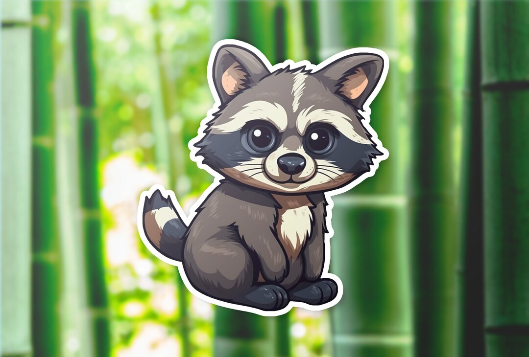 Cute Chibi Raccoon Sticker | Cute Animal Raccoon Sticker | Chibi ...