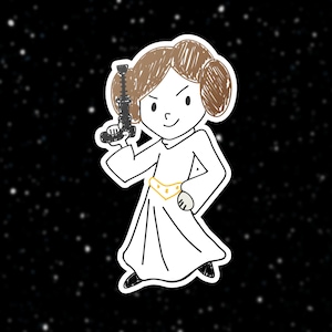 Cute Princess Leia Sticker Vinyl Sticker Sci Fi Princess Leia Star Wars ...