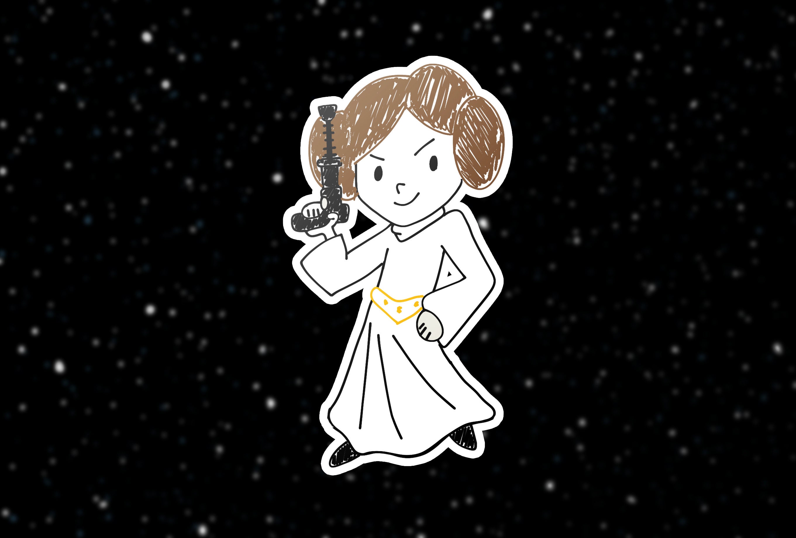 Cute Princess Leia Sticker Vinyl Sticker Sci Fi Princess - Etsy