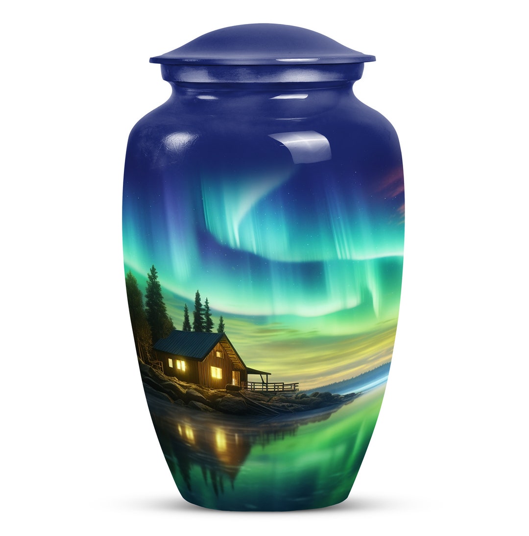 Northern Lights Cremation Urn for Human Ashes, Decorative Memorial ...