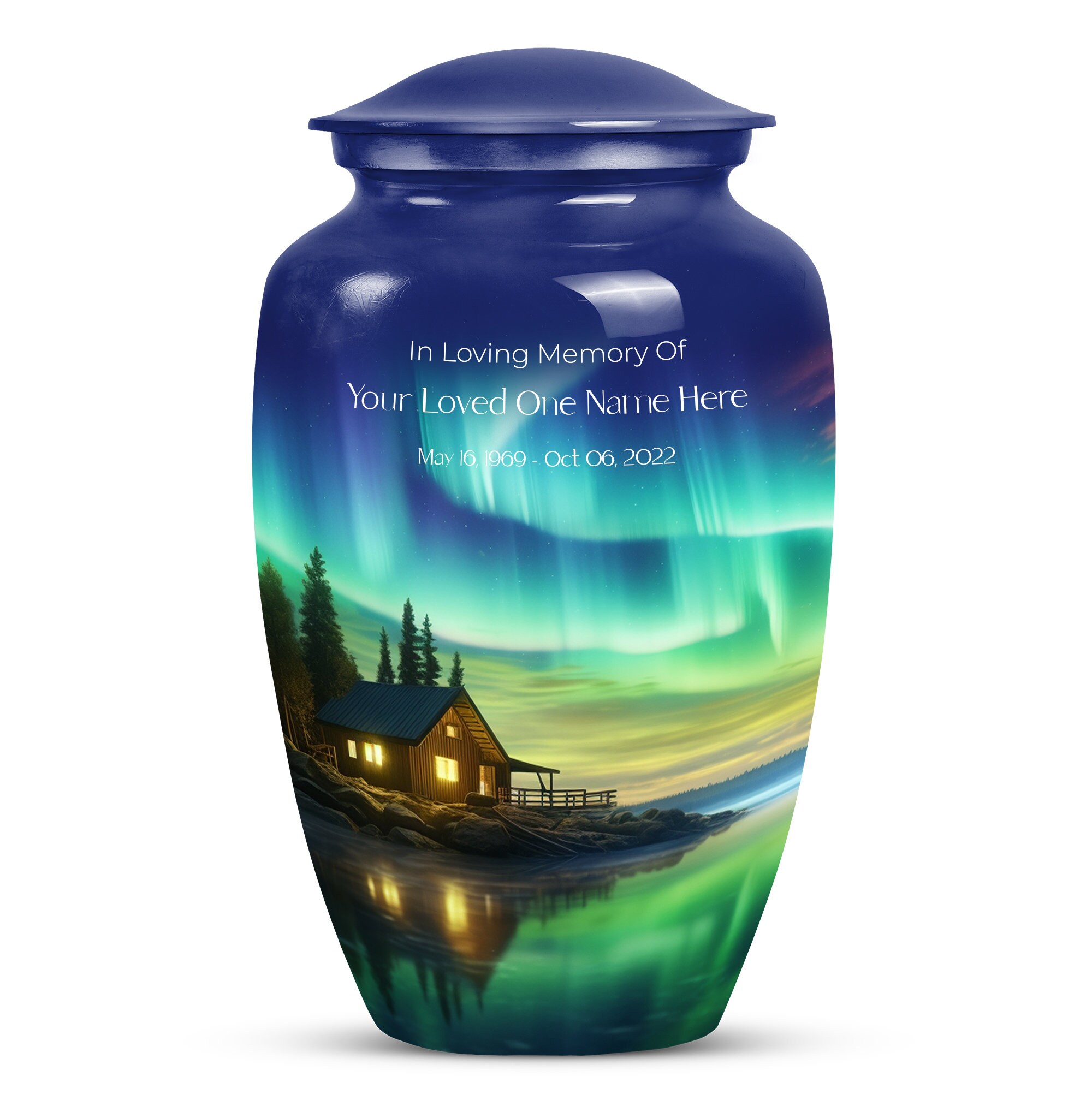 Northern Lights Cremation Urn for Human Ashes, Decorative Memorial ...