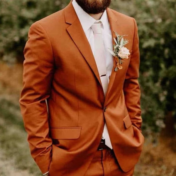 Mens Rust Orange Wedding Suit - Etsy