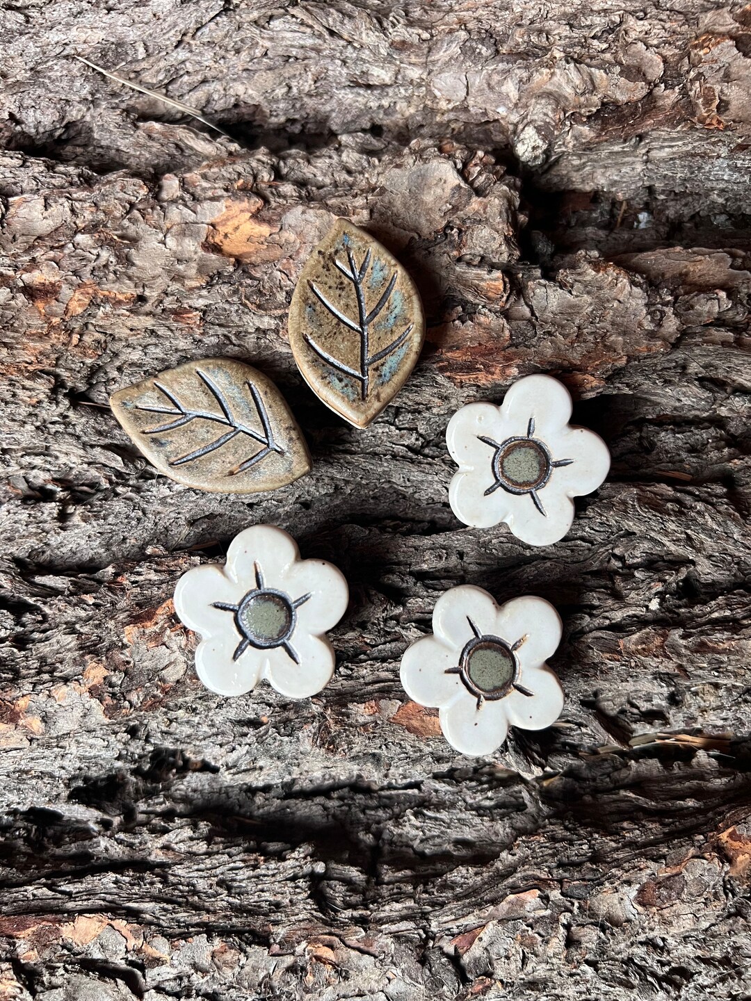 Flower Daisy Leaves Handmade Ceramic Refrigerator Magnets Pottery Lot ...