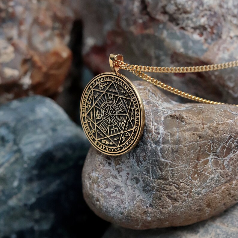 925 Silver 14 K Gold Plated Seven Arch Angels Necklace, Protection ...