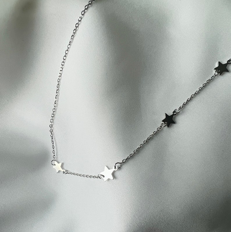 18K Gold Plated Sterling Silver Multi Stars Short Necklace - Etsy