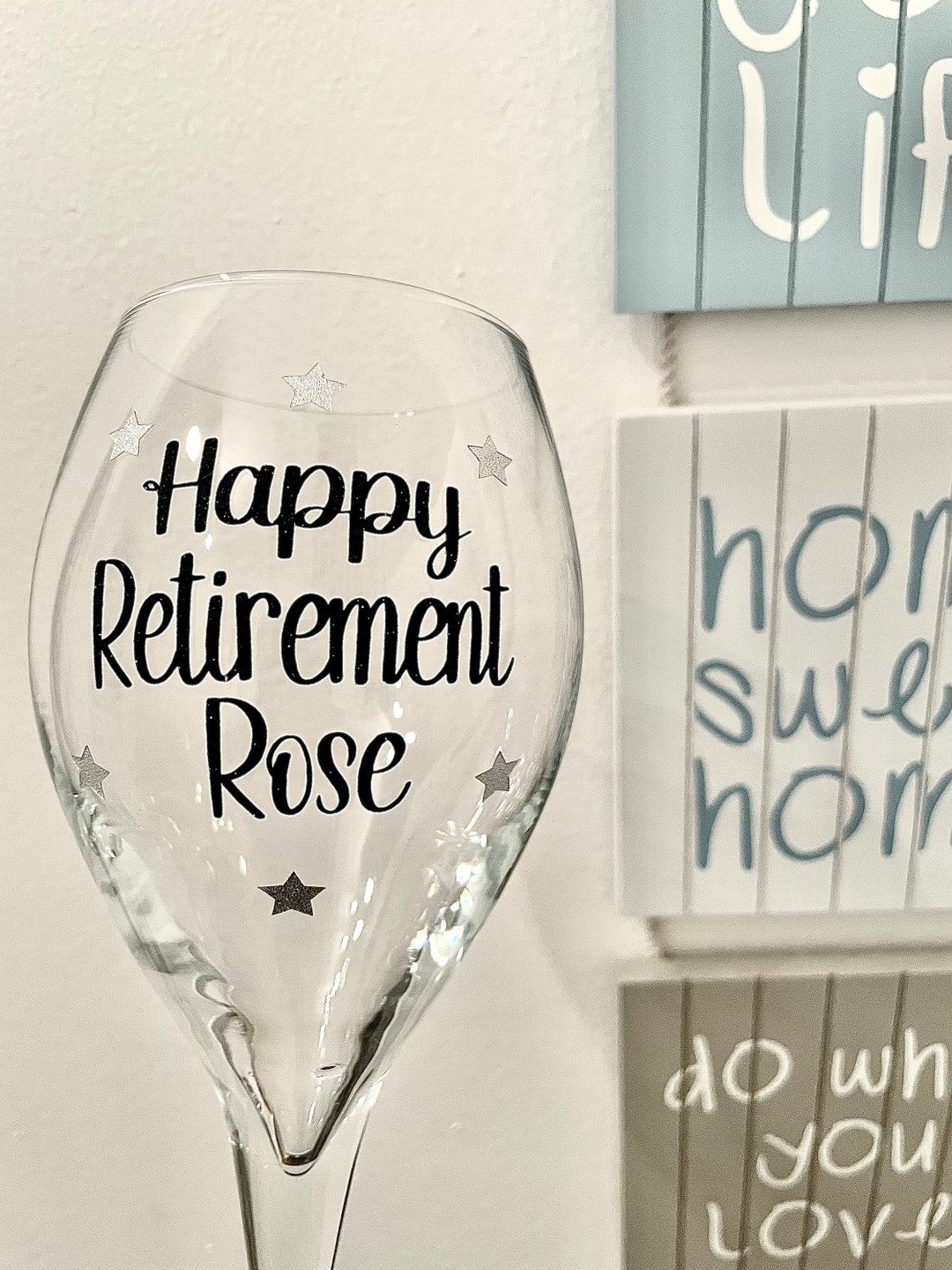 Personalized Retirement Wine Glass, Glitter Color Options - Etsy UK