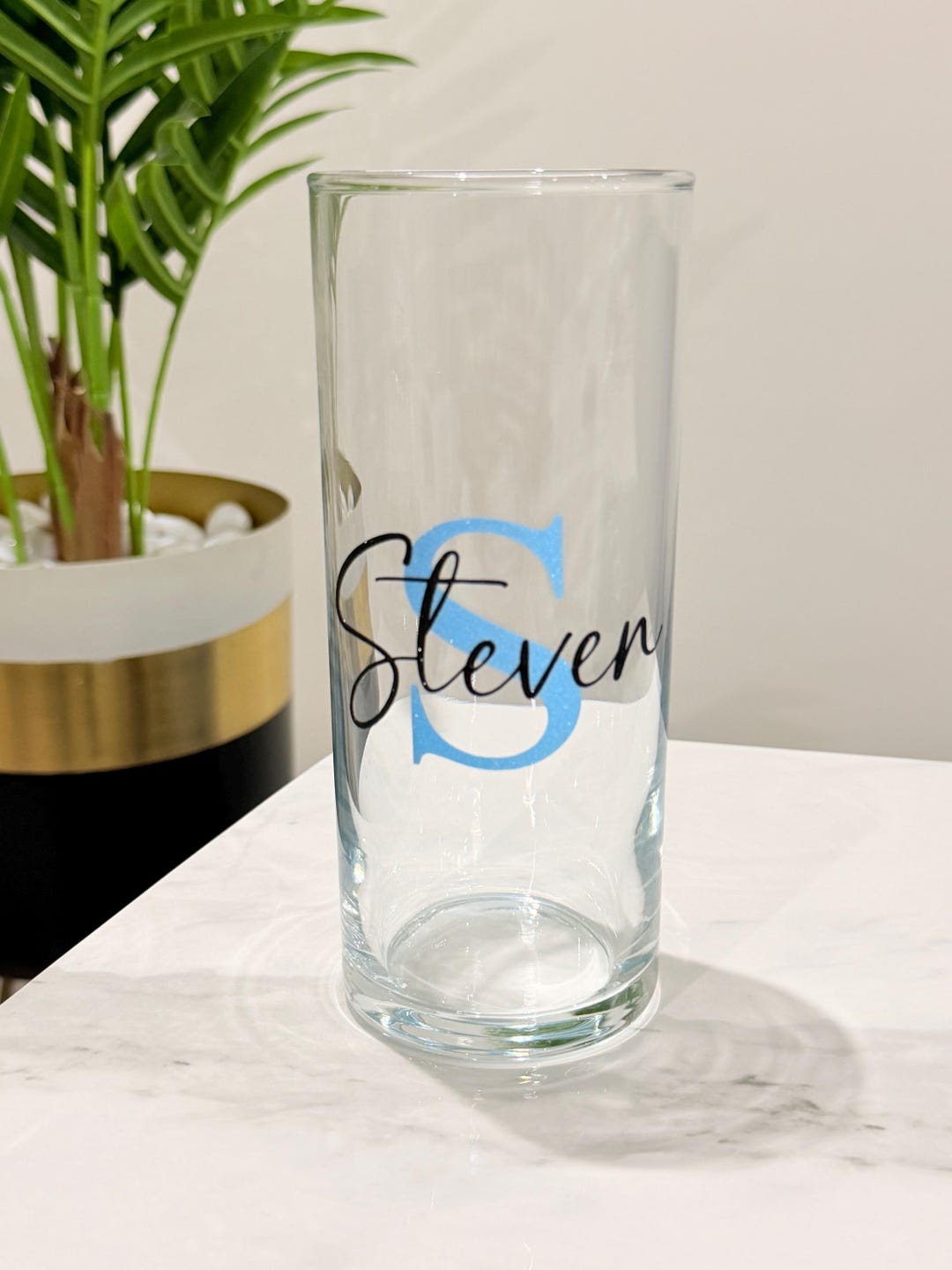 Personalised Initial High Ball Vodka Glass, Glitter Name - Etsy
