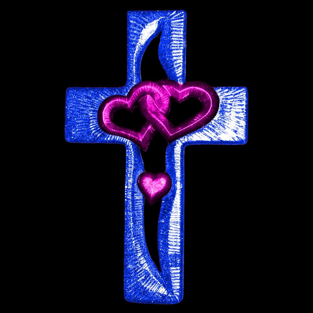 Double Heart Cross - Etsy