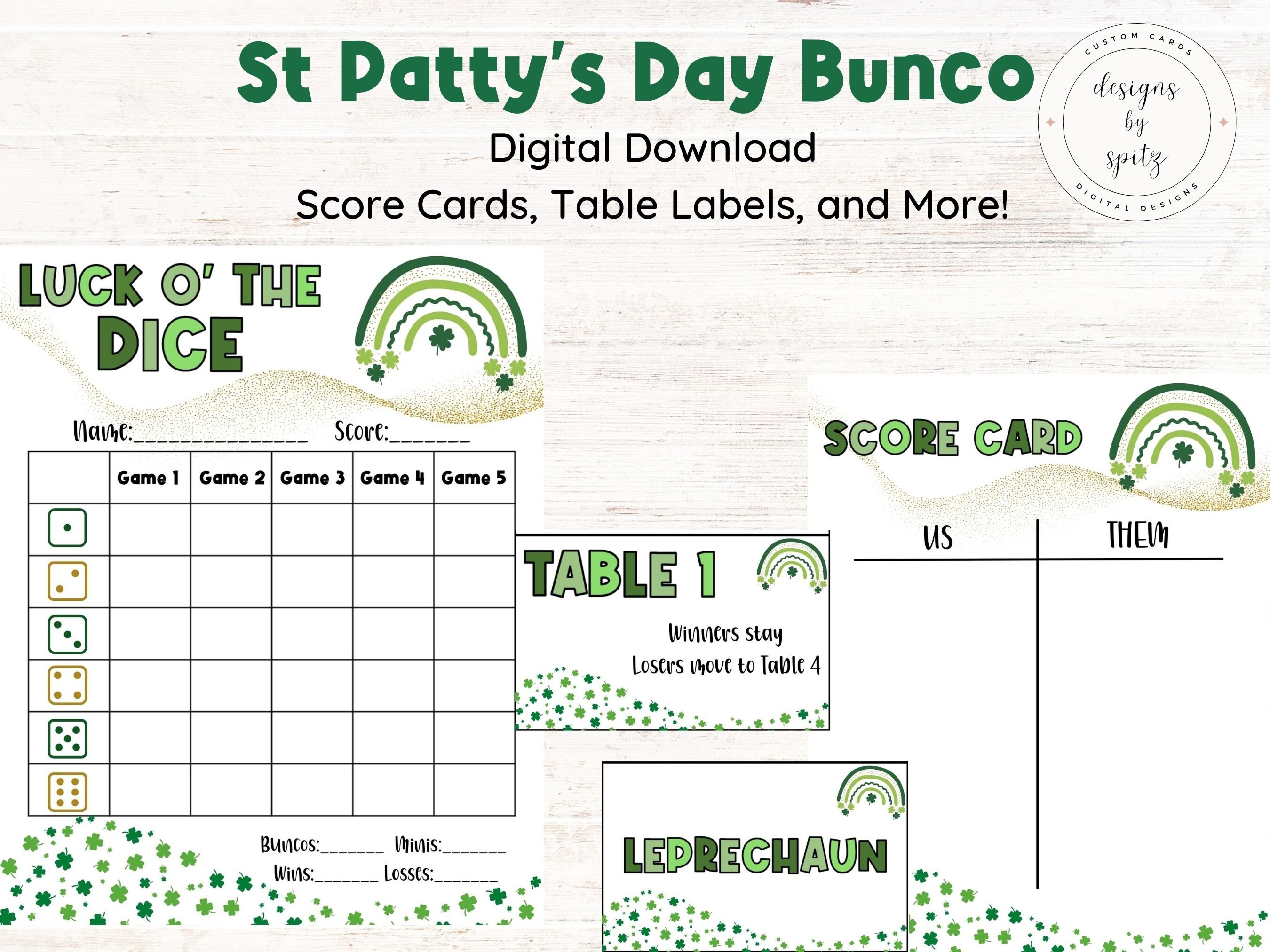 St Patty's Day Bunco Card, Bunco Score Sheet, March Bunco, St. Patrick ...