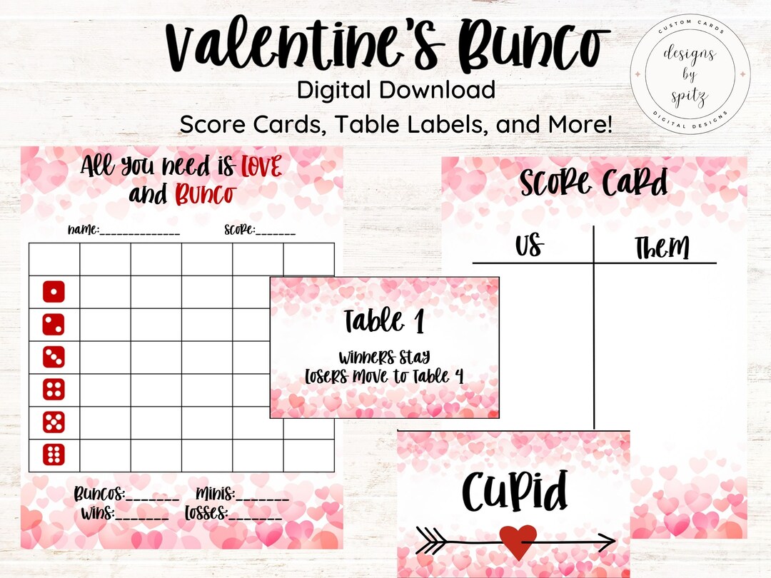 Valentine's Bunco Card Bunco Score Sheet February Bunco - Etsy