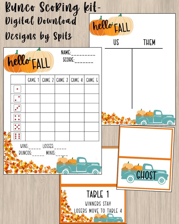 Fall Bunco Card Bunco Score Sheet September Bunco Fall - Etsy