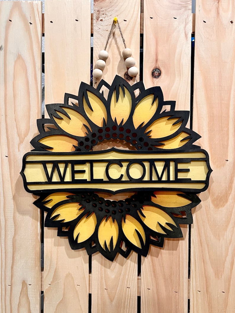 DIY Round 3D Sunflower Door Hanger/diy Custom Sunflower Door Hanger ...