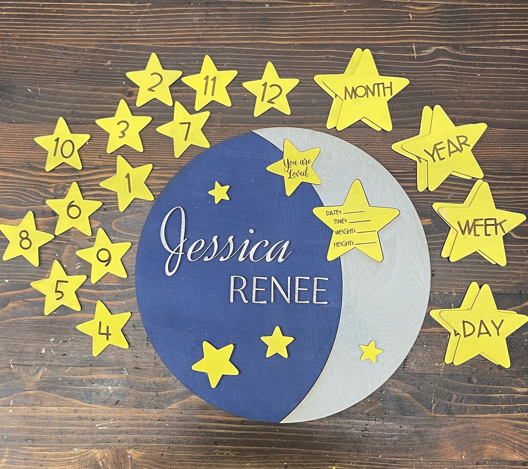 Custom Moon & Stars Milestones Sign - Etsy
