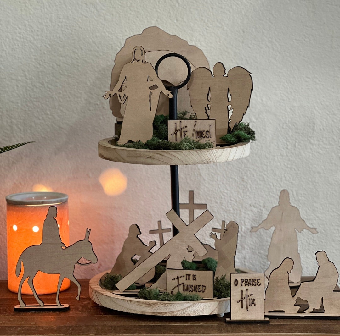 Resurrection Story/he is Risen/holy Week Wood Scene/ Easter Week Wooden ...