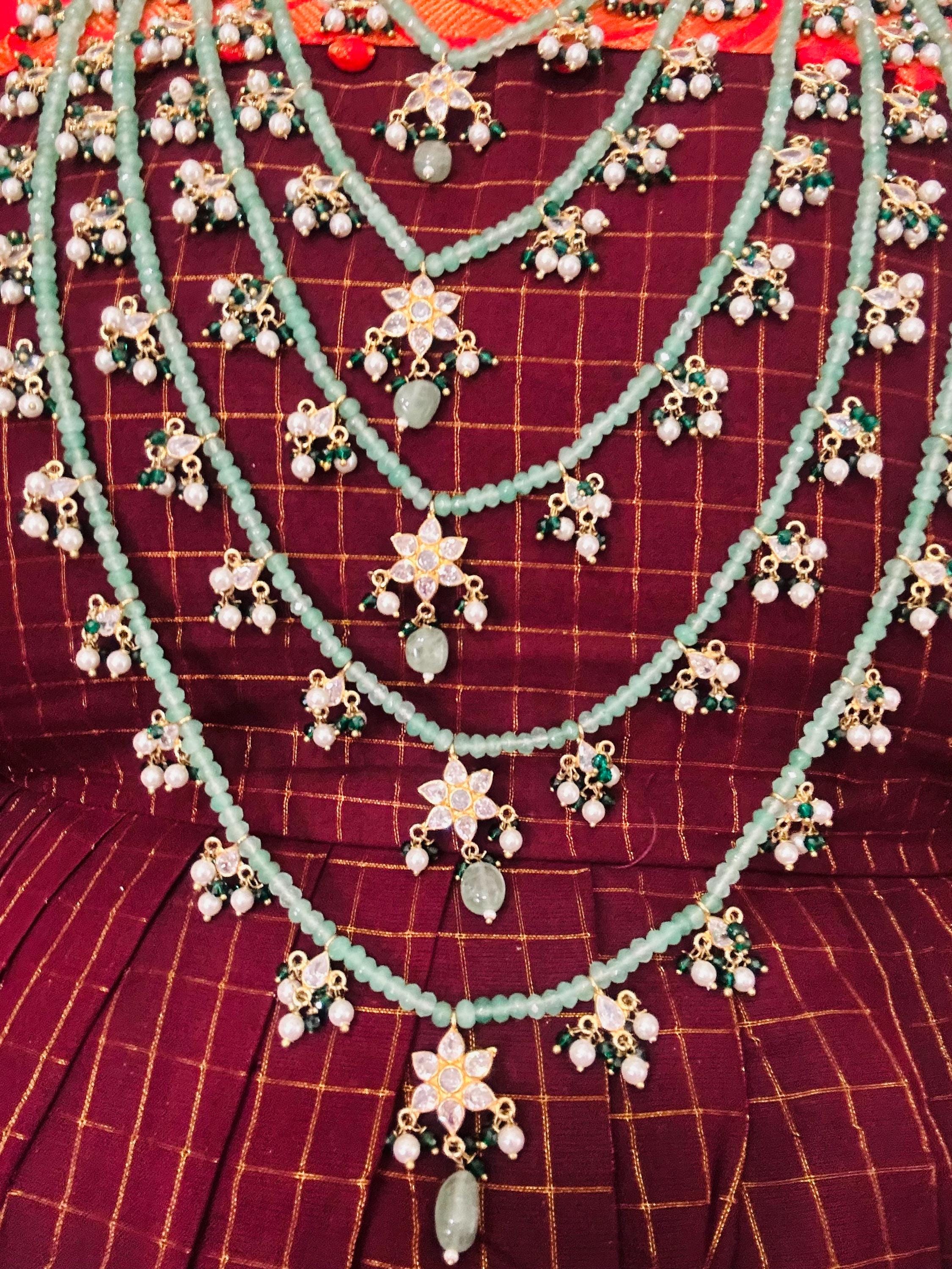 Emerald Panchlada Haar | Jadau, Swarovski Bridal Necklace - Etsy