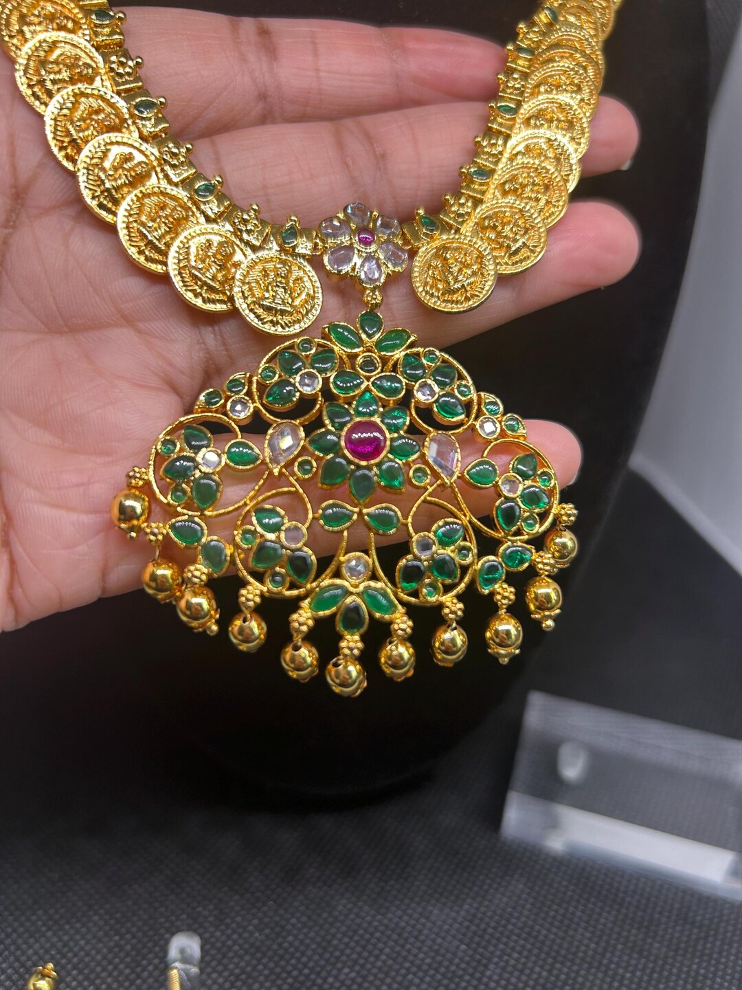 Kasula Harm With Earrings / Potastone Necklaces With Earrings/emerald ...