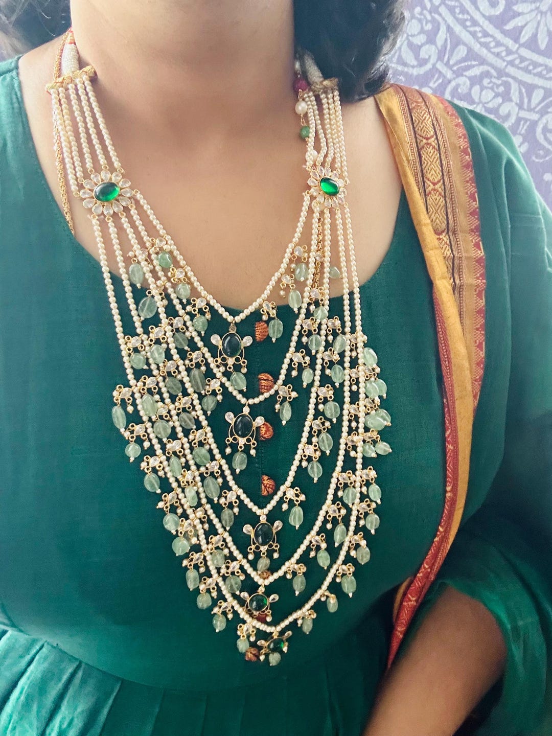 Swarovski Pearl Bridal Haar | Panchlada Jadau, Pakistani Jewelry - Etsy