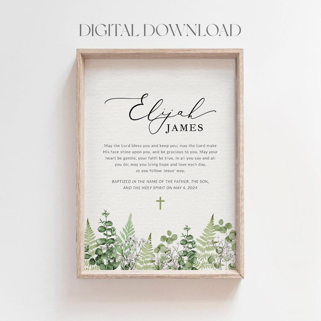 Personalized Baby Boy Baptism Printable, Baptism Gift Sign, Custom Baby ...