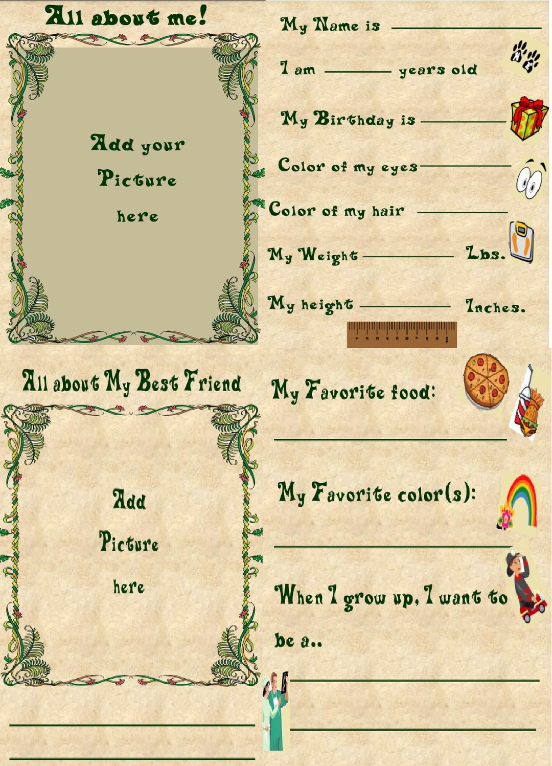 All About Me Activity Book - Etsy