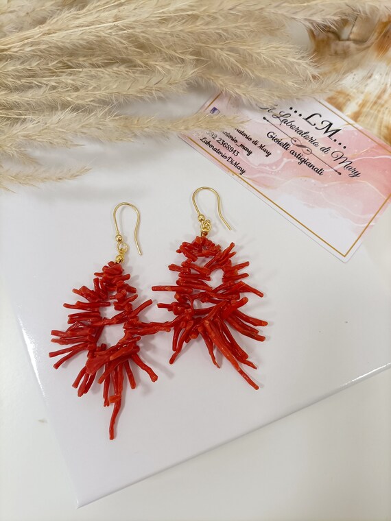 Natural Coral Earrings Coral Cluster Earrings Summer Earrings Real Coral Earrings Gift for Her Etsy UK